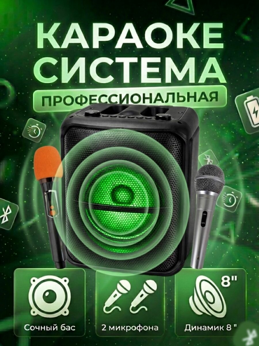 Караоке система с двумя микрофонами, караоке колонка с микрофоном