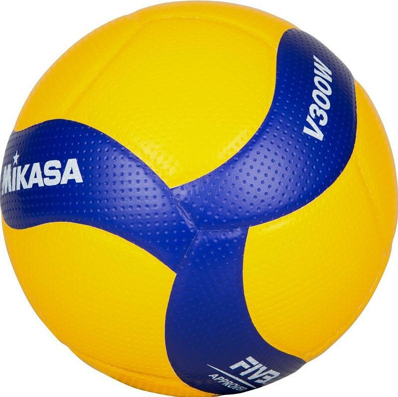 Мяч волейбольный Mikasa V300W, профессиональный, FIVB, 18 панелей, желтый/синий