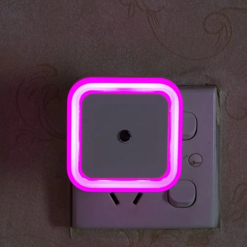 Ночник LED квадратный розовый, красный свет, EU