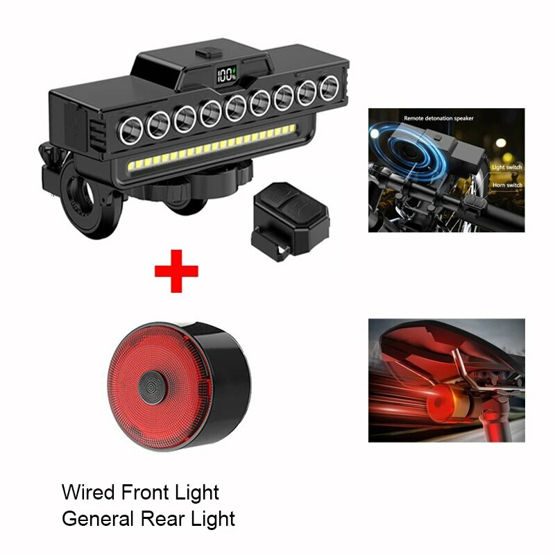 Велофонарь спереди и сзади, 9 LED, USB-Type-C, F110098-01-Set1