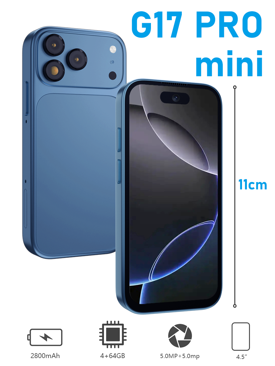 Мини-смартфон W&O "G17 Promini", 4ГБ + 64ГБ, IPS-экран, 4,5 дюйма, Детские подарки , синий