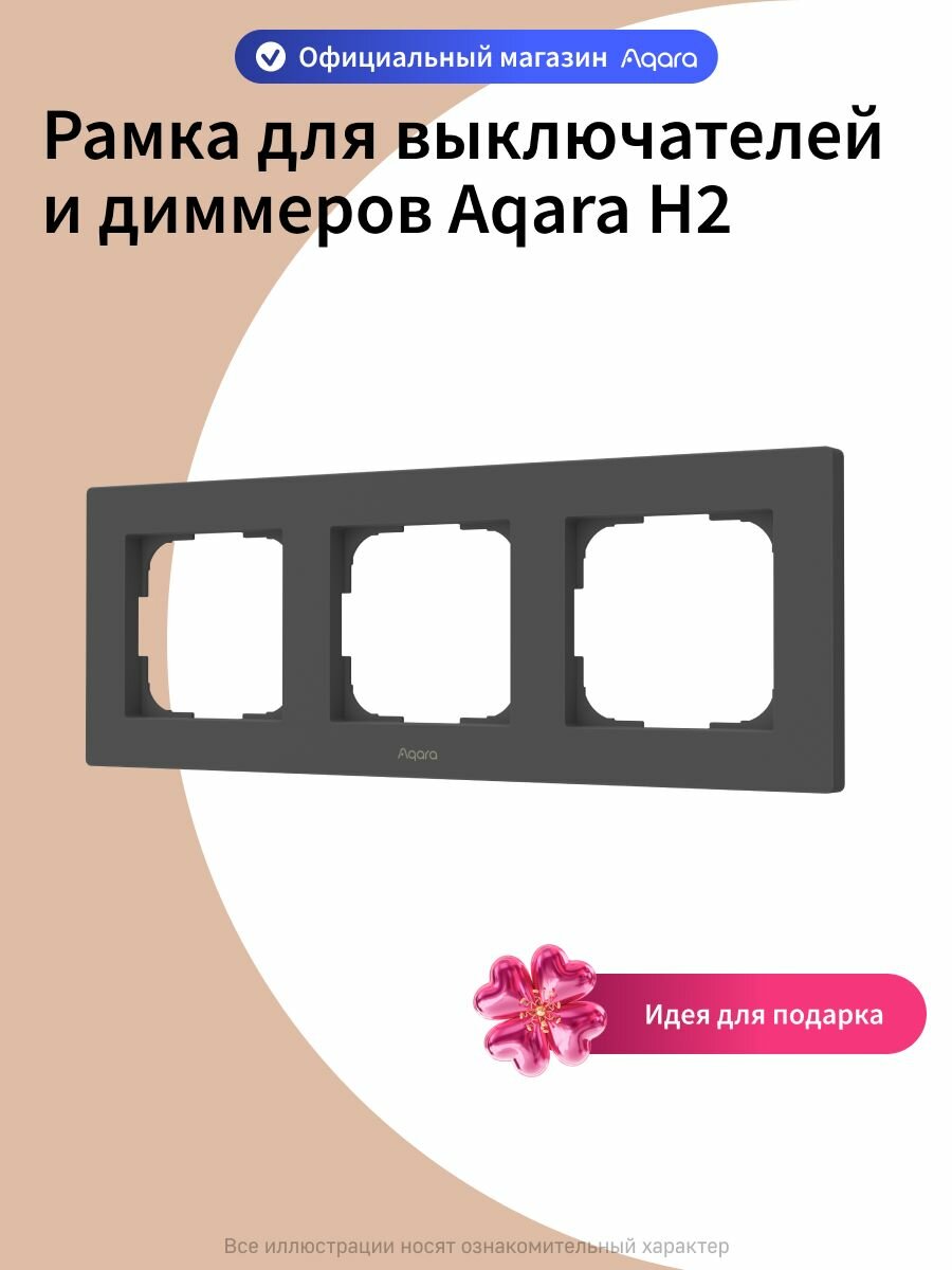 Рамка для выключателей и диммеров Aqara H2 FE-X02D, 3 поста, графитовый