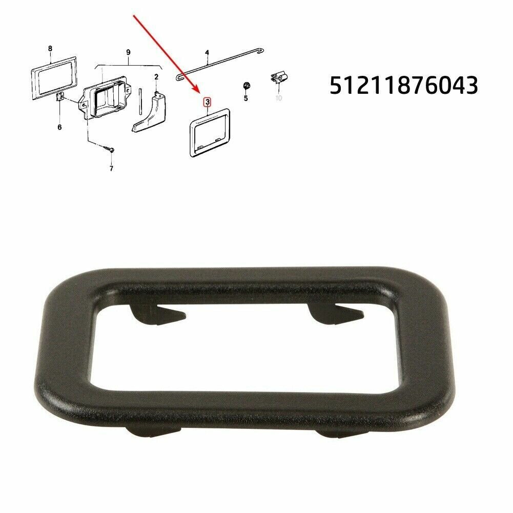 Накладка ручки внутренней двери BMW E30/E28 51211876043 пластик черная ободок для задней/передней стороны, 1 шт.