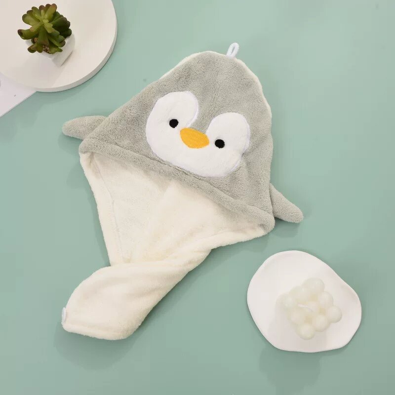 Зеленая крепированная шапочка для волос, быстросохнущая и впитывающая, для взрослых и детей с забавным дизайном