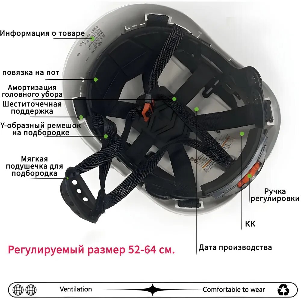 Строительная каска розового цвета из ABS-пластика с вентиляцией и регулировкой оголовья — фото 1
