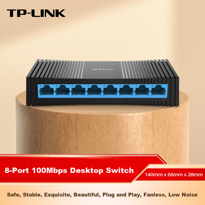 TP-LINK TL-SF1008+ 8-портовый коммутатор 100 Мбит/с Unmanaged чёрный пластиковый корпус Цвет：8-портовый 100 Мбит/с |
