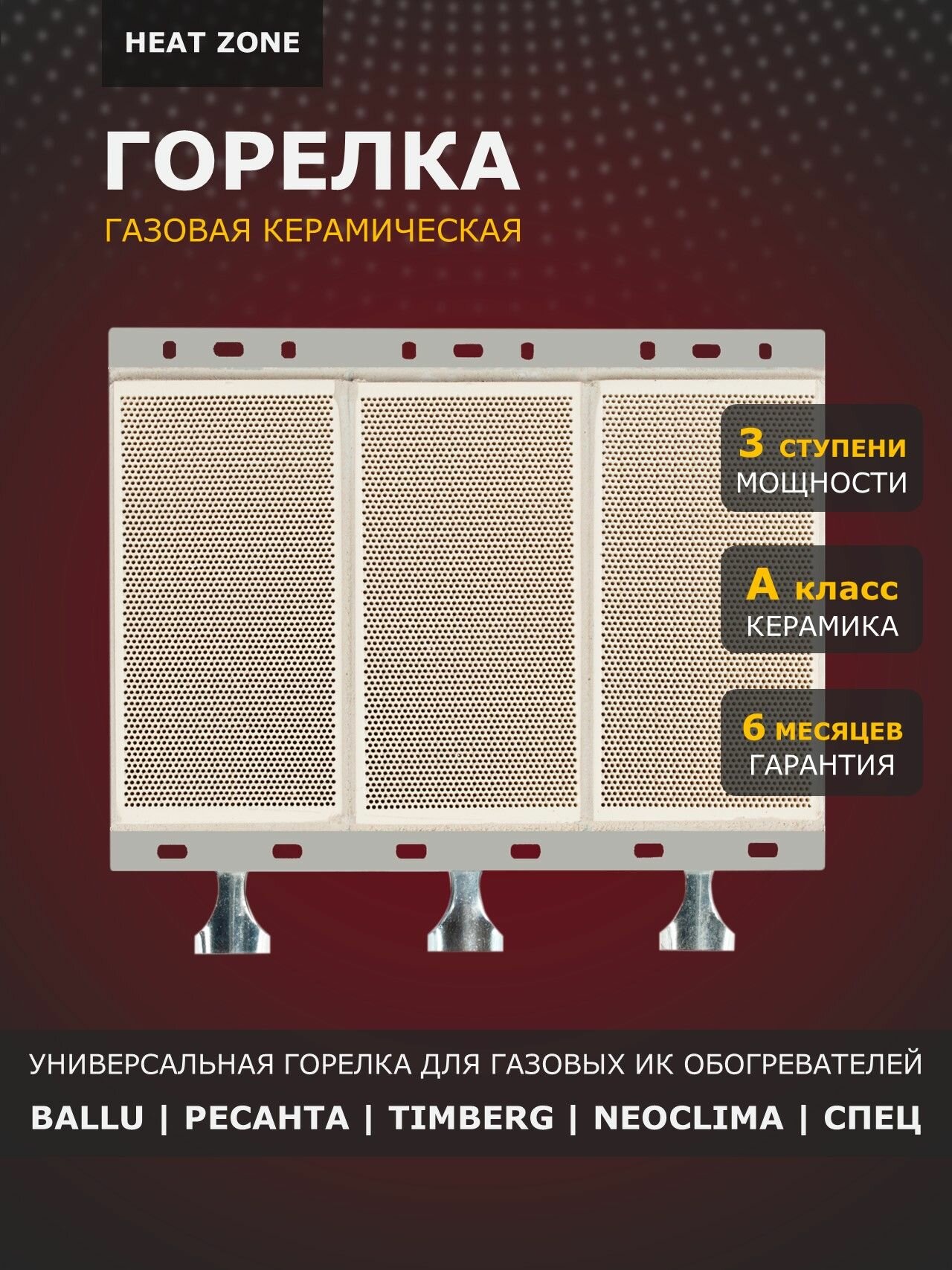 Горелка для инфракрасного газового обогревателя Ballu BIGH-55, РЕСАНТА ПГ, Timberg T-GS4