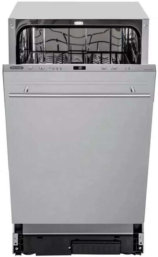 Посудомоечная машина Delonghi DDW 06S Basilia, встраиваемая узкая, 9 комплектов, конденсационная сушка Eco Dry, Inox