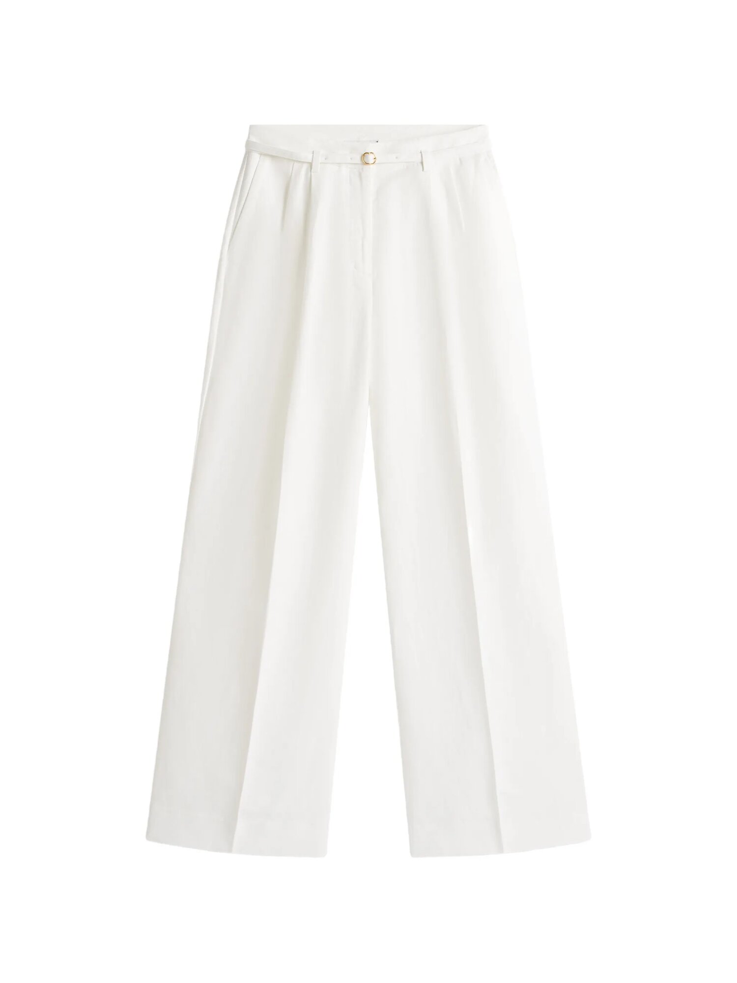Брюки Belted pleated wide-leg linen-blend trousers