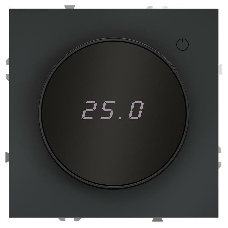 Терморегулятор электронный S70 с индикацией и датчиком для теплого пола механизм графит Voltum VLS070107