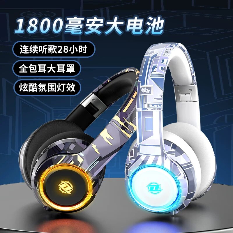 Складные беспроводные игровые наушники с чипом Bluetooth 5.2 и аккумулятором 1000 мАч - Черный