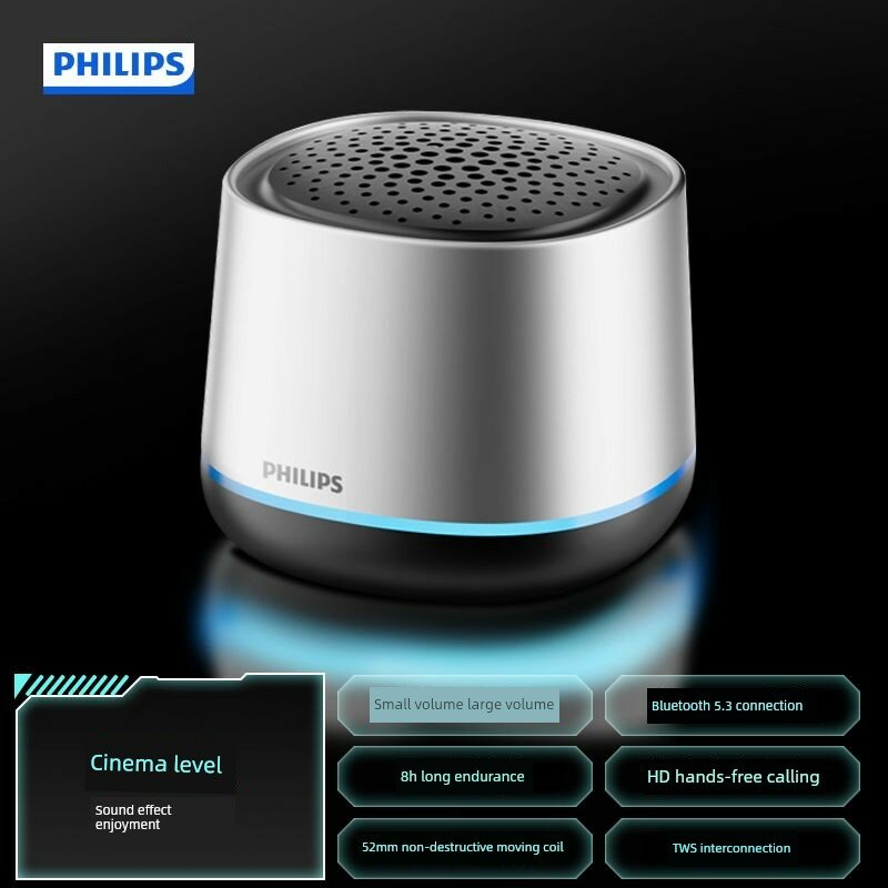 Миниатюрная Bluetooth-колонка Philips, новая настольная колонка для дома, сабвуфер для компьютера Официальная