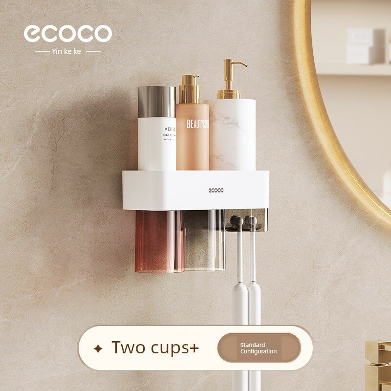 Держатель для зубных щеток ecoco/ECOCO, настенный, без сверления, магнитный, в форме чашки, с перевернутой подставкой