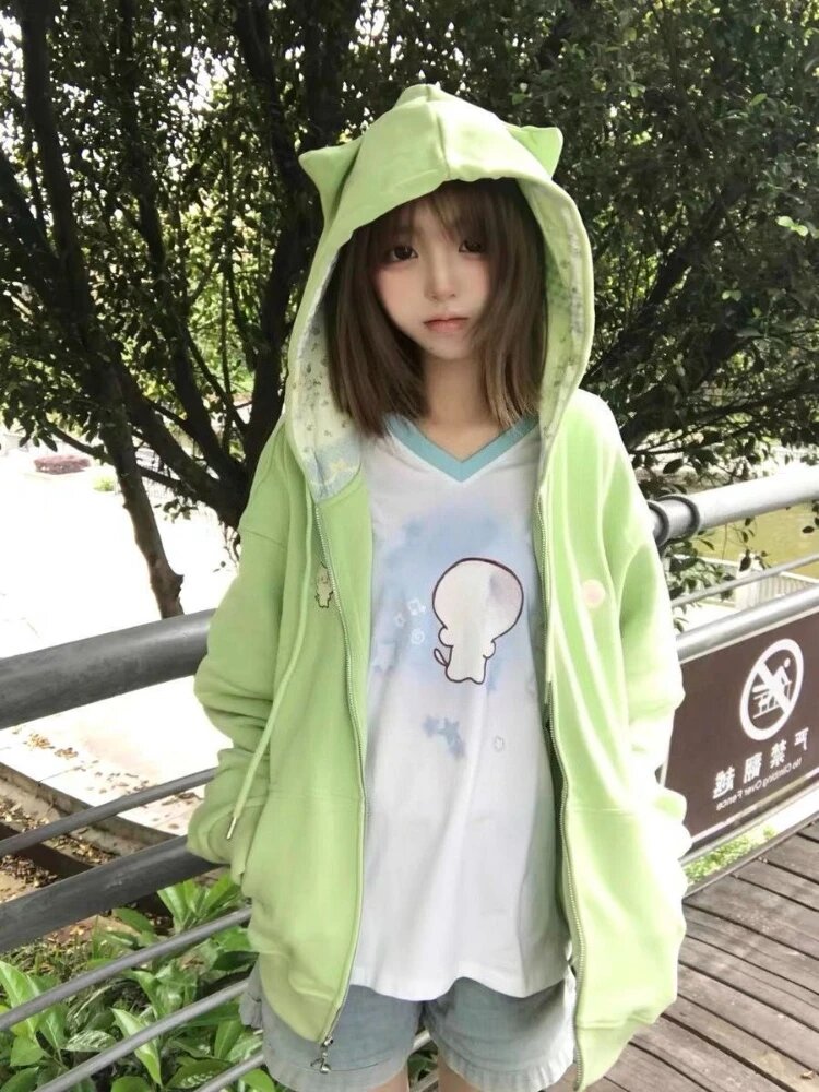 Женские американские винтажные толстовки в горошек Y2K M, 5308-Light Green
