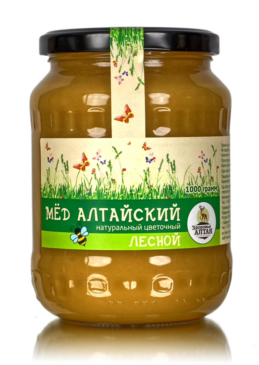Мед Лесной ( стекло 1000 гр. ) насыщенный, терпкий - один из элитных Алтайских медов