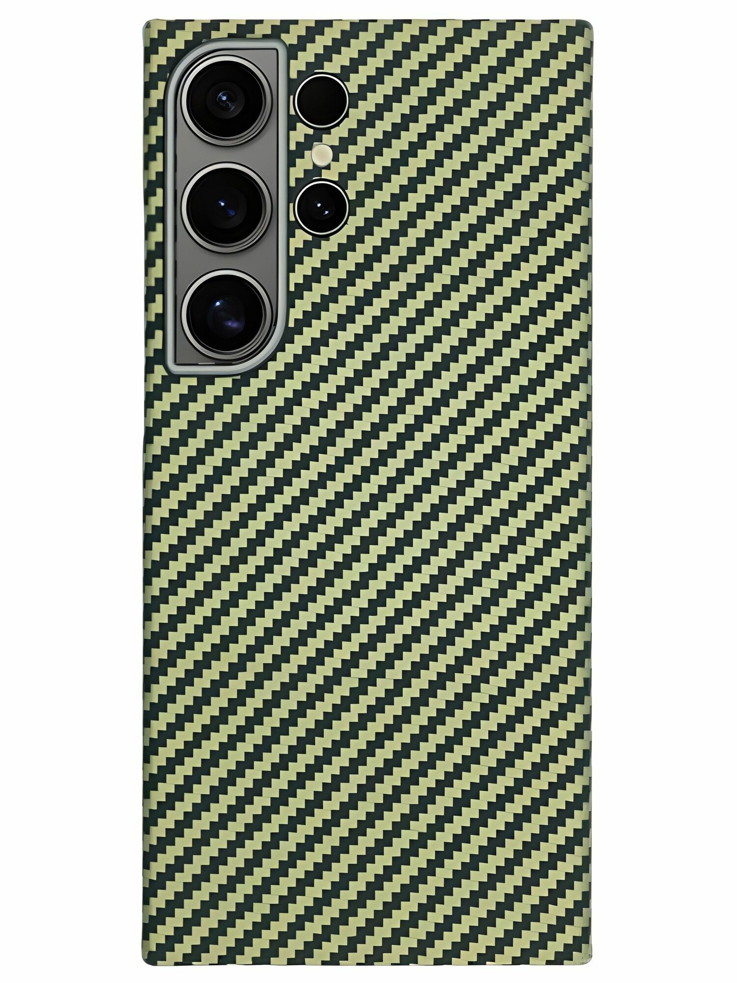 Чехол на Samsung Galaxy S24 Ultra, кевлар (арамид) сверхпрочный, темно-зеленый