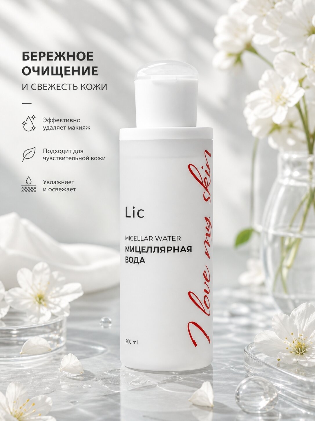 Lic Мицеллярная вода Micellar water I love my skin, 200 мл