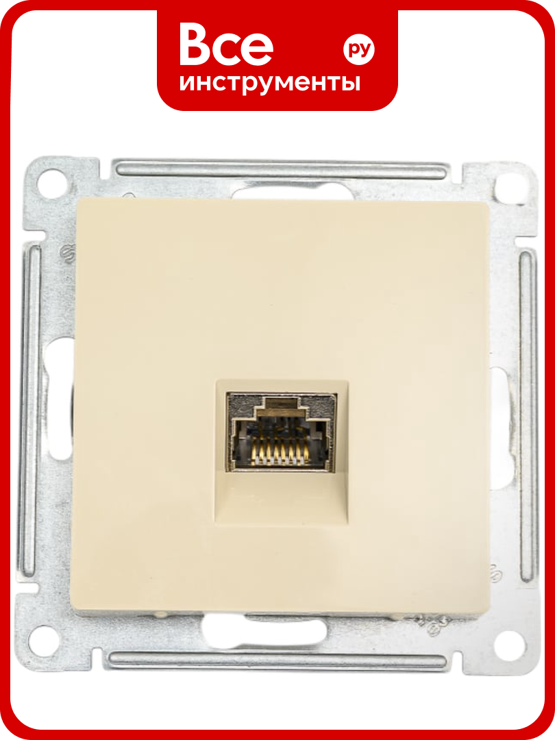 Компьютерная розетка Systeme Electric AtlasDesign Бежевый RJ45, кат. 6A, механизм
