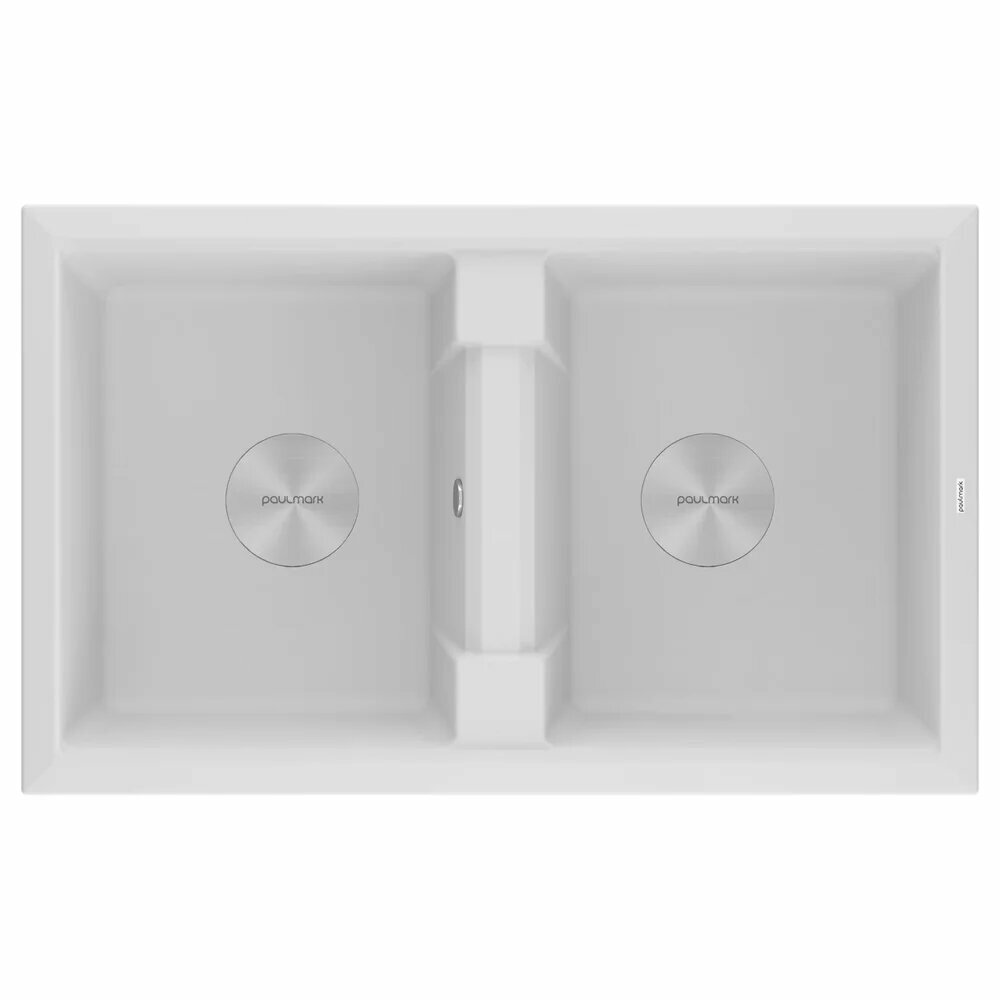 Мойка кухонная Paulmark Tandem 80/2PM238150-WH 81x50, прямоугольная, мойка для кухни, белая, матовая, российская