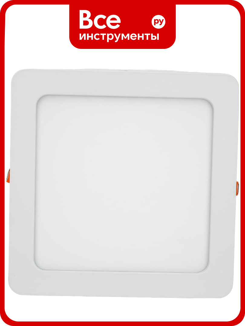 Светодиодный квадратный светильник ЭРА LED 2-18-6K LED 18W 220V 6500K Б0019839 матовый пластик плафон, алюминиевый корпус