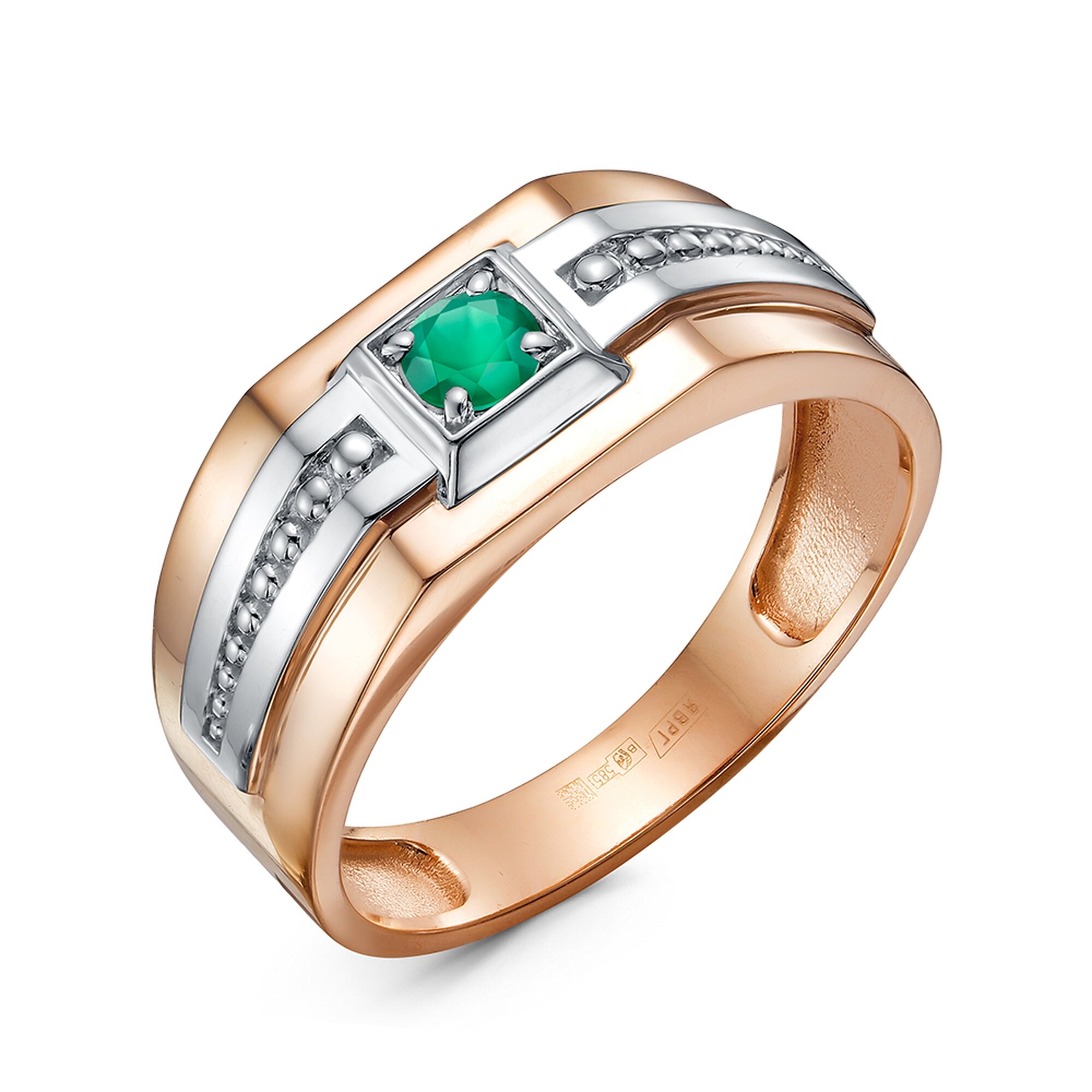Кольцо Diamant online, красное золото, 585 проба, агат