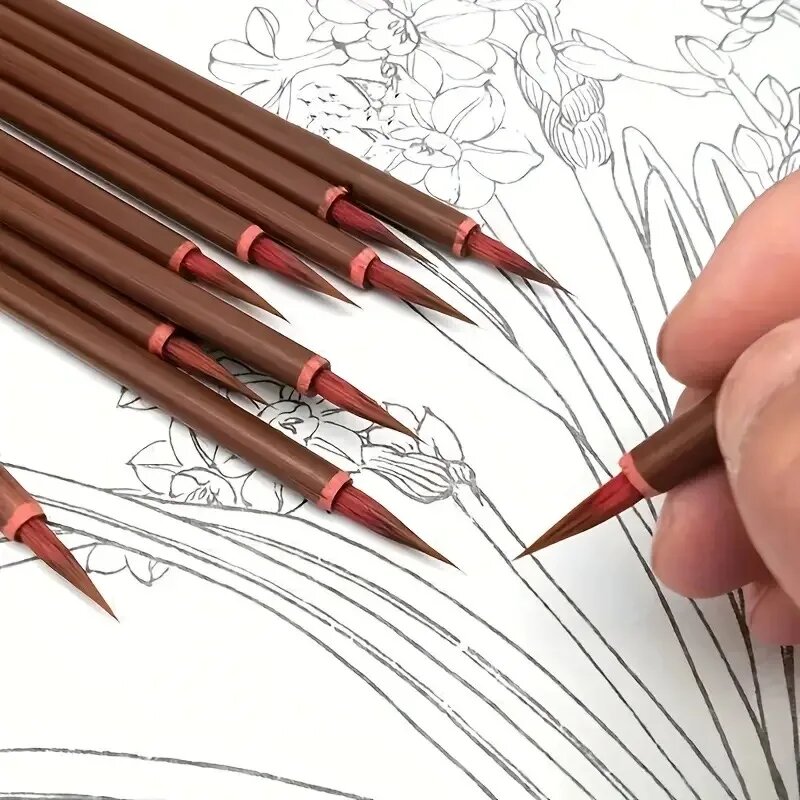 Кисти для рисования деревянные, 10 шт.