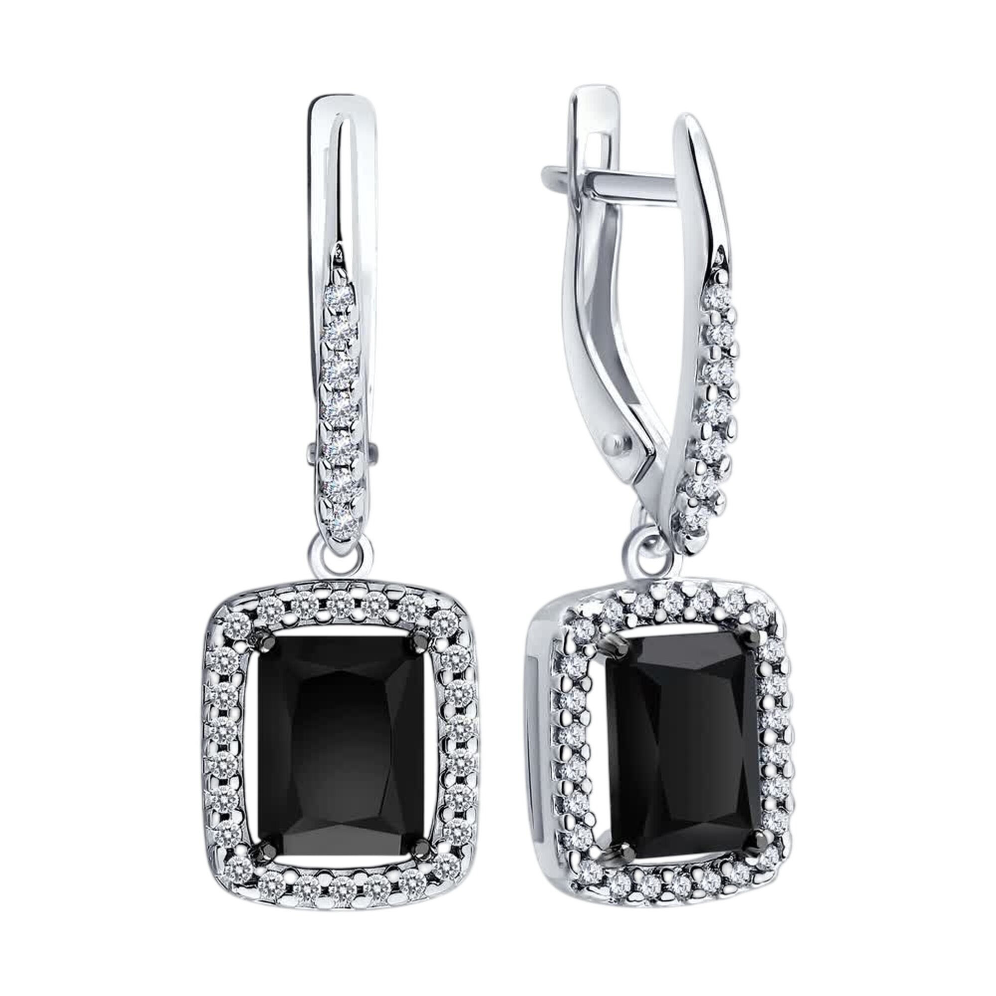 Серьги, серебро, 925 проба, родирование, фианит, агат