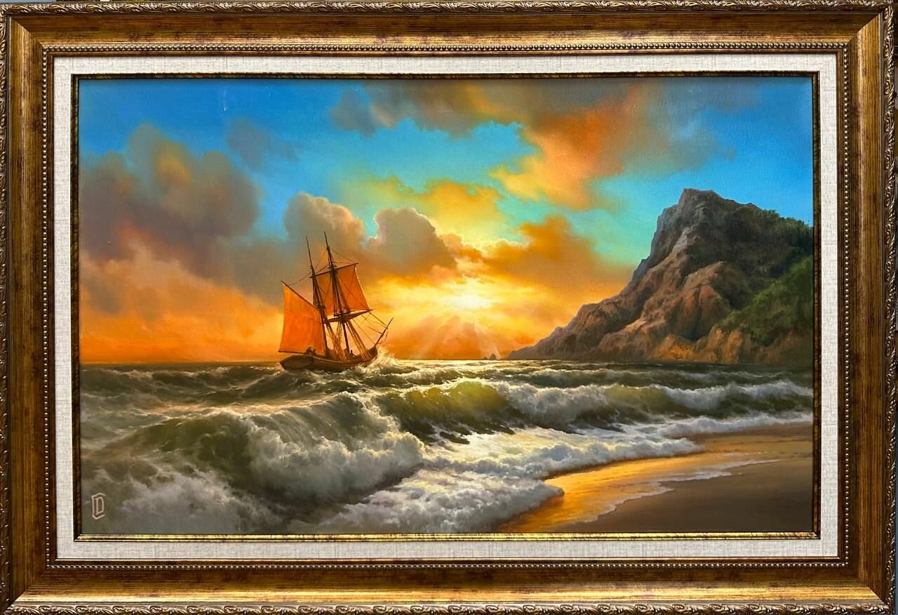 Картина маслом, морской пейзаж "Берег моря" 1. Холст/Масло. Размер 50х80. Автор Свидлов Д.