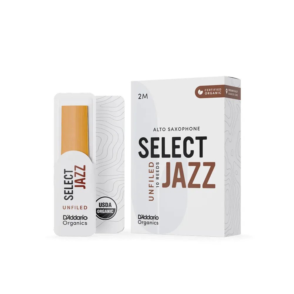 Трость для саксофона D'Addario ORRS10ASX2M Organic Select Jazz Unfiled 2M (10 штук)