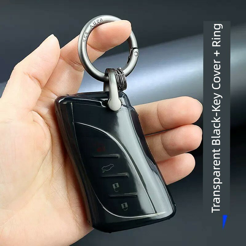 Чехол для ключа Lexus ES200/260/300h/RX300/270/350/NX200/CT200/UX полупрозрачный черный кольцевой стиль