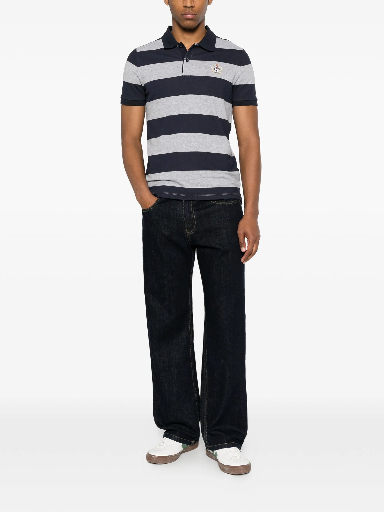 Рубашка Johnny Lambs Striped-pattern polo shirt, размер 52, синий — фото 1