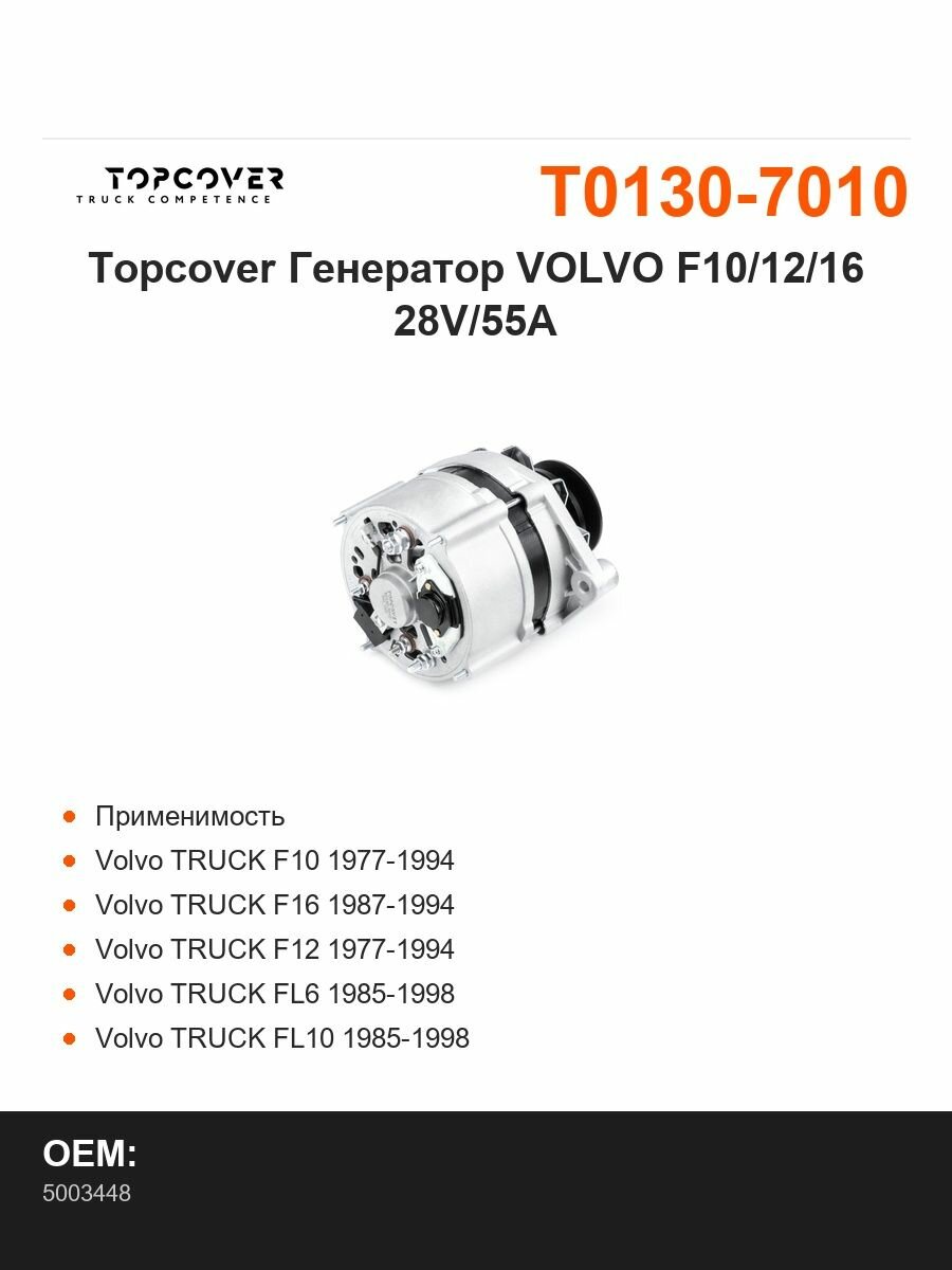 Topcover Генератор VOLVO F10/12/16 28V/55A