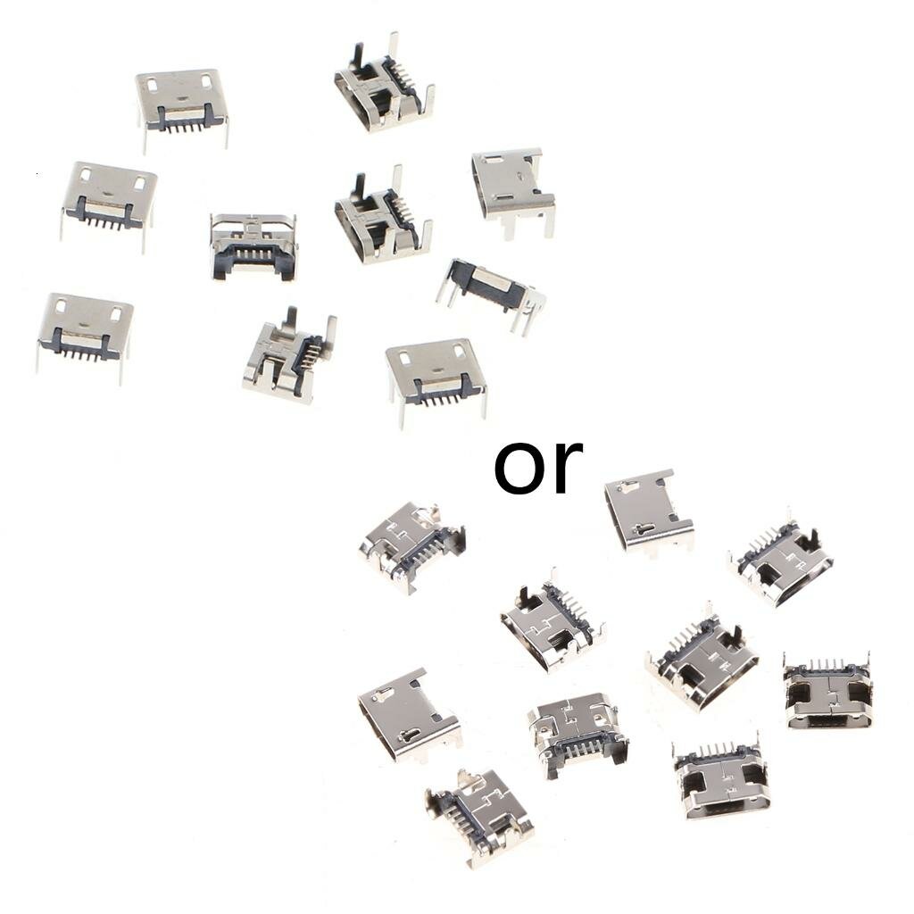 Микро-USB Type B, гнездо, 5 контактов, 90°