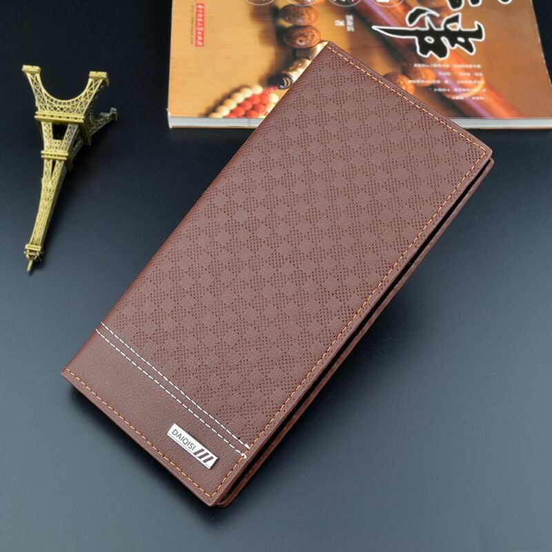 Коричневый,，Мужской модный кошелек, размер：18.5*9*1.8cm, плотная кожа, аккуратная строчка