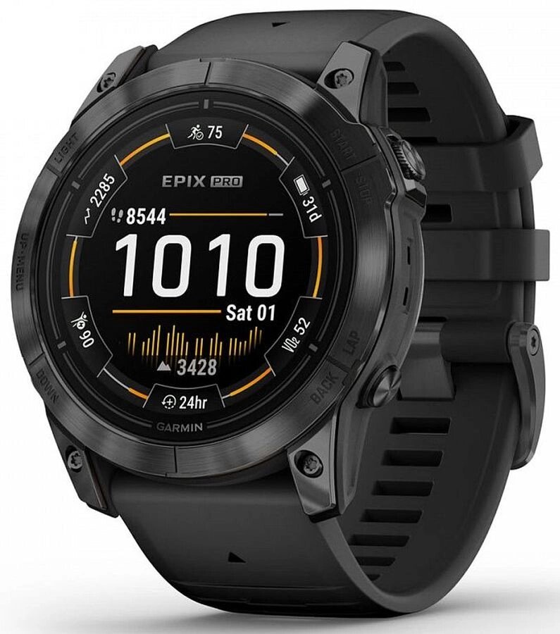 Смарт-часы Garmin Epix Pro gen.2 51мм 1.4" AMOLED корп. серый рем. черный (010-02804-21)