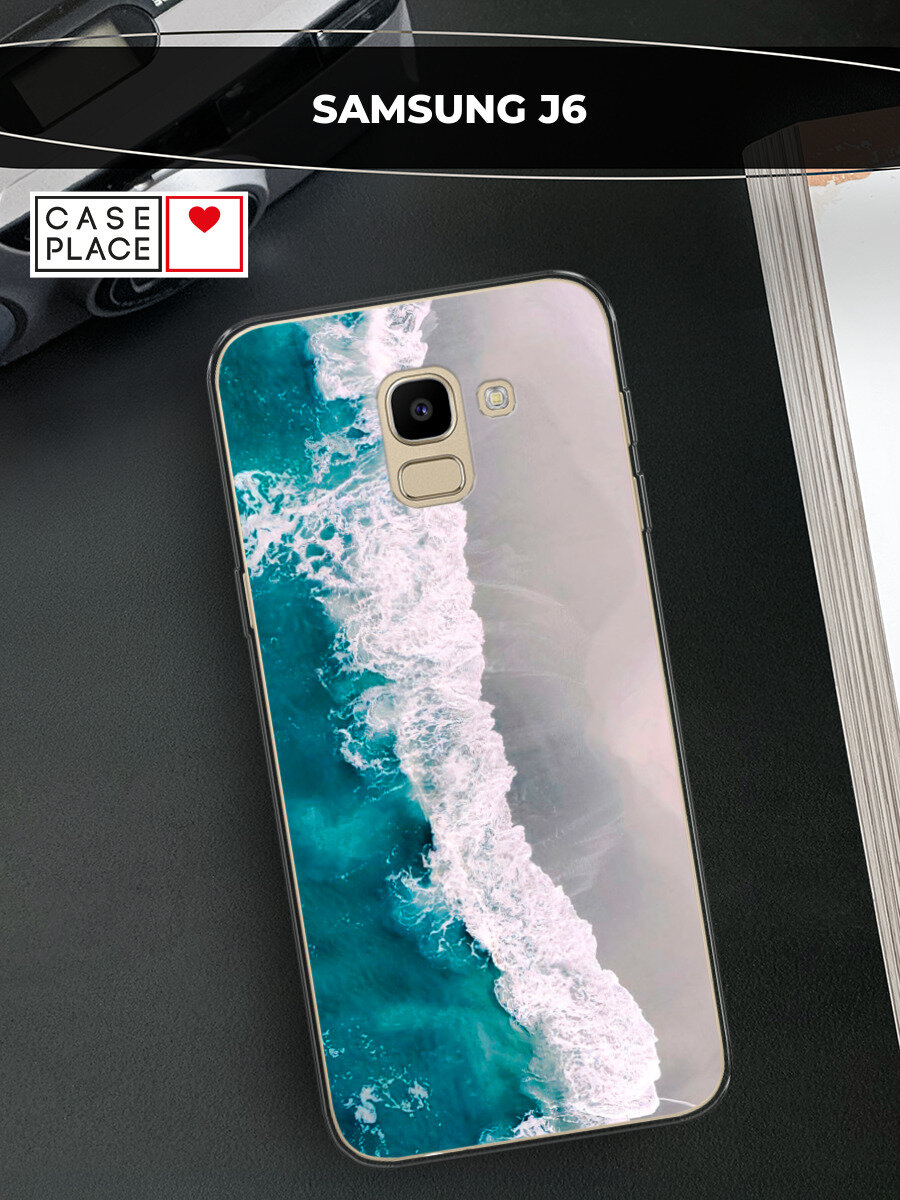 Чехол на Samsung Galaxy J6 2018 / Самсунг Галакси Джей 6 2018 с принтом Бирюзовые волны