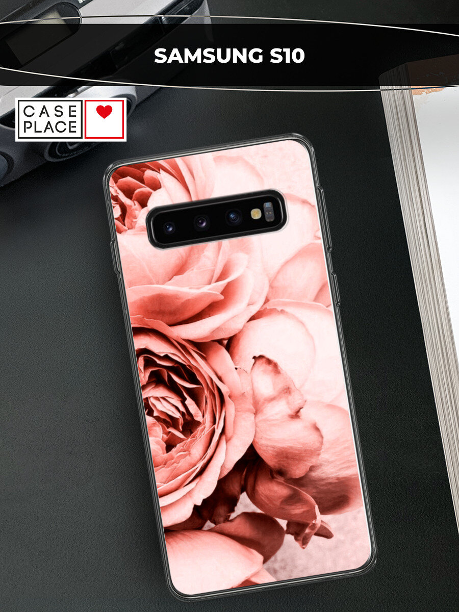 Чехол на Samsung Galaxy S10 / Самсунг Галакси S10 с принтом Пыльно-розовые пионы