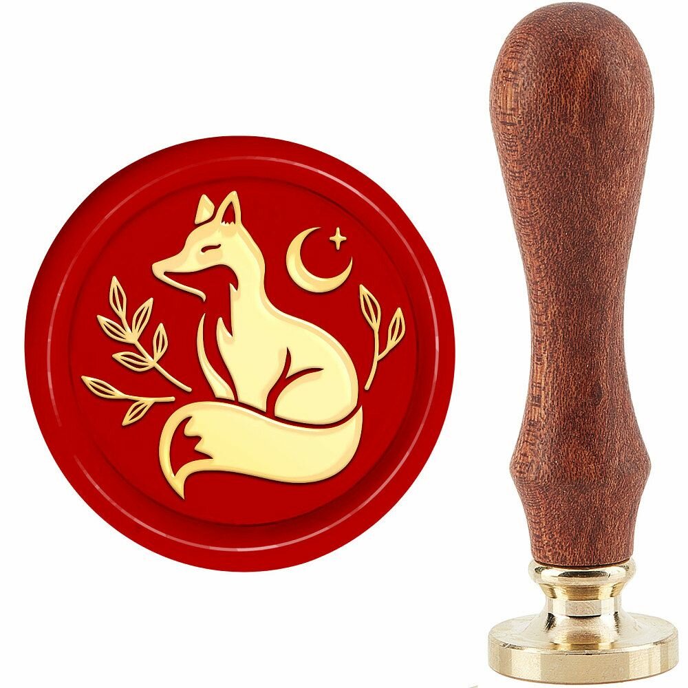 1 шт. сменные латунные штампы Fox Moon Wax Seal, сменные головки 30 мм с винтажной деревянной ручкой