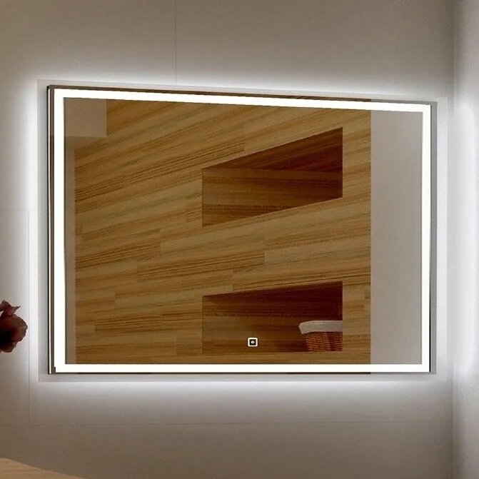 Зеркало Art&Max Монца (Monza) 140x80 со светодиодной подсветкой, 140 см, с сенсорным управлением, зеркало настенное в ванную