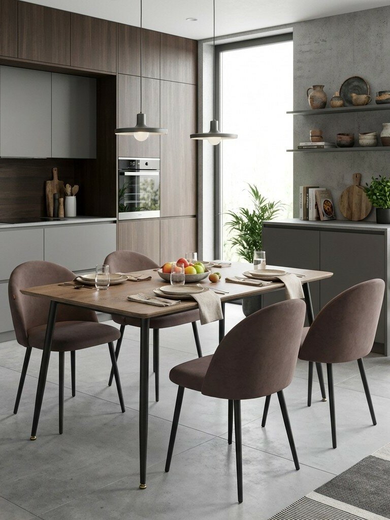 Комплект обеденных стульев TetChair, велюр, коричневый, чёрные ножки, 4 шт