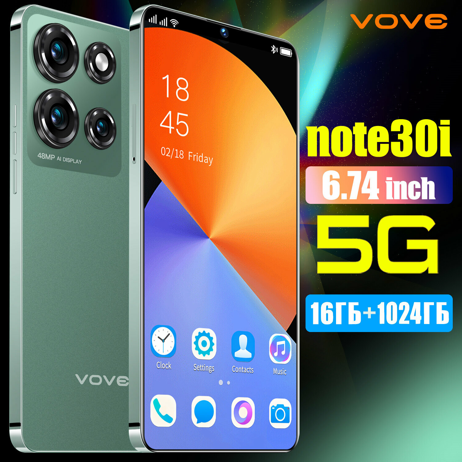 Смартфон для игр с высокой графикой Note30 i 16ГБ/1ТБ 6.74" 5000мАч