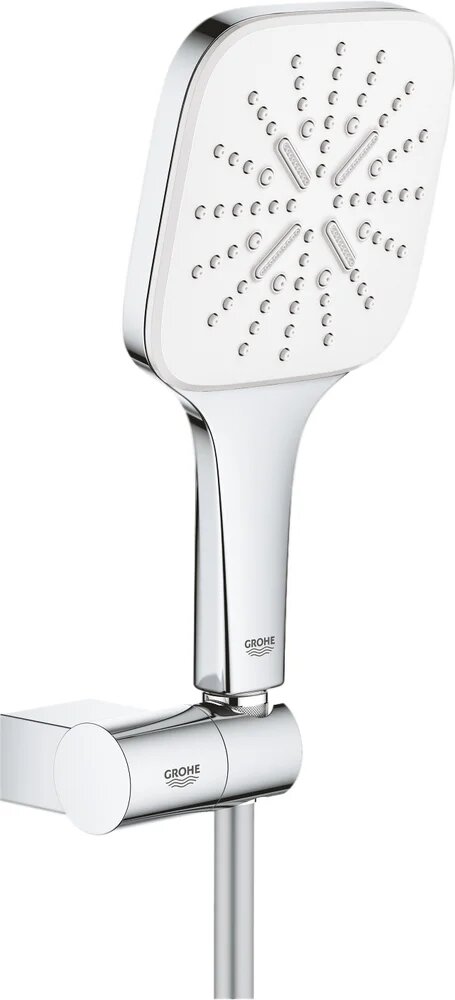 Душевой гарнитур Grohe Rainshower SmartActive 26588LS0 белый, хром, матовый, глянцевый, 3 режима струи, лейка для душа со шлангом и держателем, с функцией экономии воды