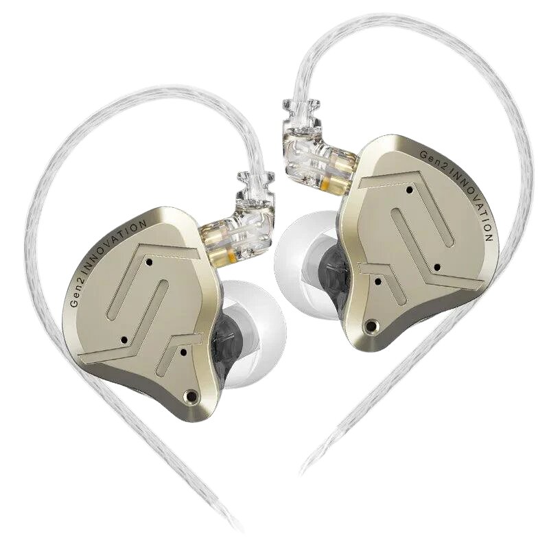 Проводные наушники KZ ZSN Pro 2 Golden, без микрофона, гибридные IEM