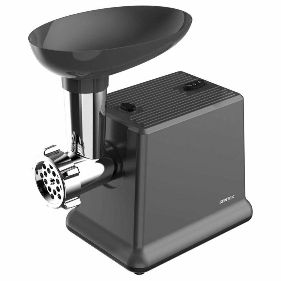 Мясорубка CENTEK CT-1624, 2000 Вт, производительность 2 кг/мин, 4 насадки, реверс, черный, 457583