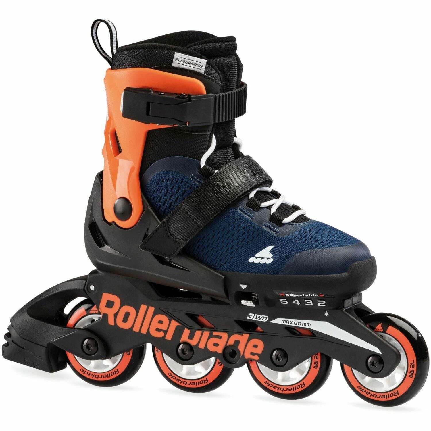 DECATHLON Ролики Rollerblade Microblade, midnight blue/warm orange, размер 36,5/40