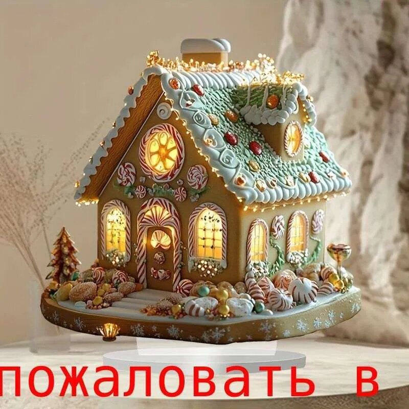 Рождественские украшения, настольный пряничный домик, богемный стиль