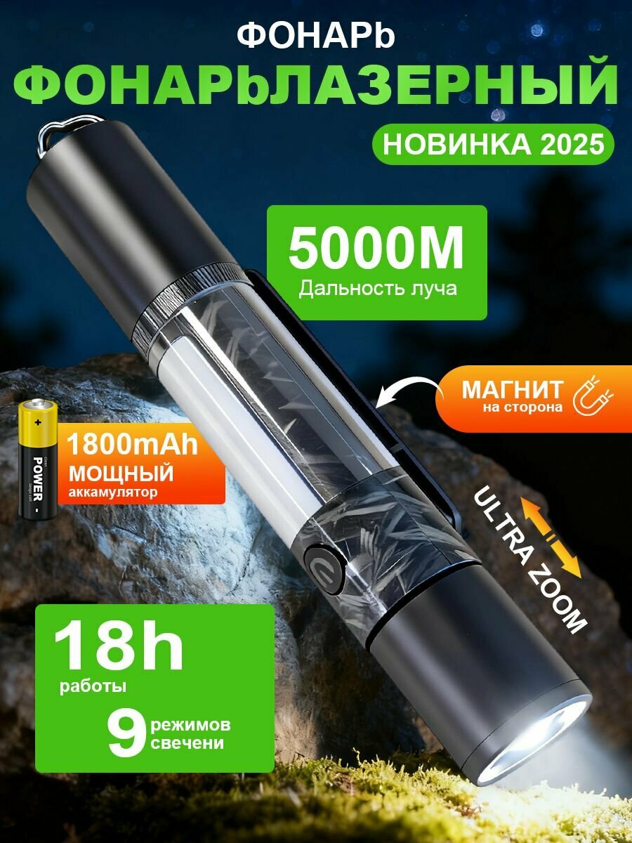 Мощный фонарик аккумуляторный ручной, профессиональный светодиодный, Ручной фонарь-Уникальный подарок