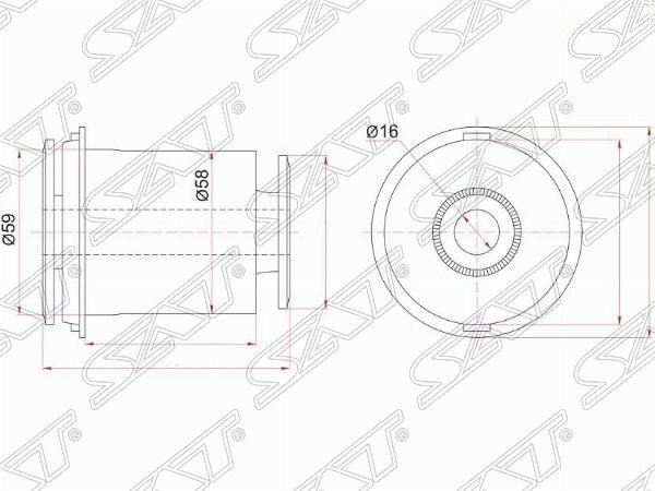 Сайлентблок рычага SAT ST-48655-60050 Toyota Land Cruiser Prado J120, J150 02-20 / Lexus GX 09-23