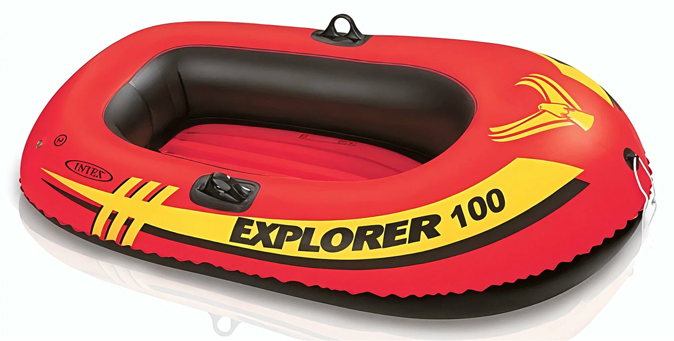 Надувная лодка INTEX EXPLORER 100, 58329, красный, с надувным дном, одноместная