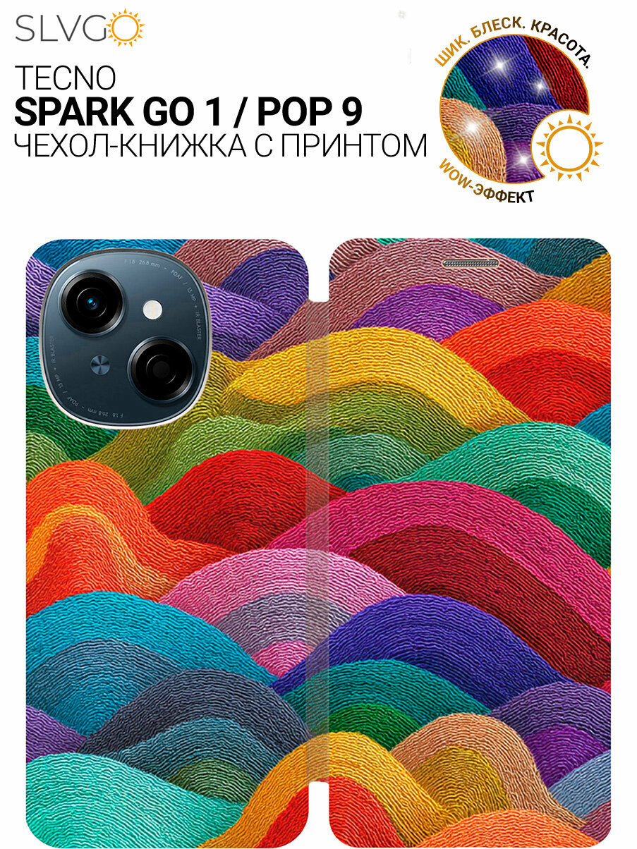 Чехол-книжка на Tecno Spark Go 1 / Pop 9 с принтом Шерстяная симфония, bkg